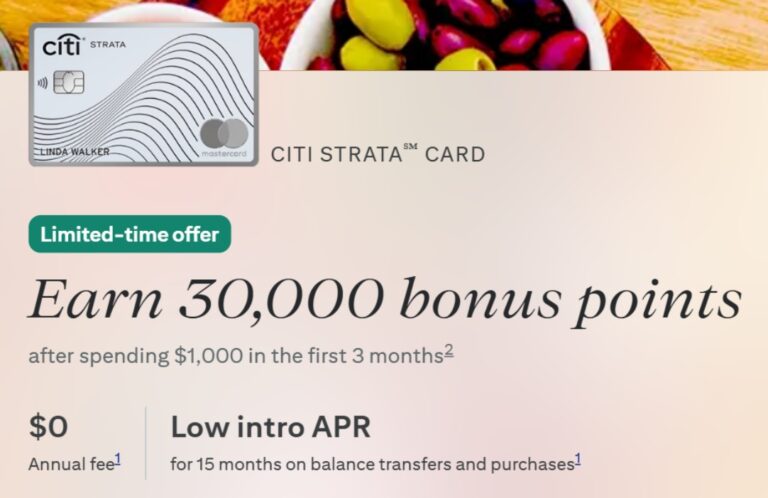 No annual fee Citi Strata card now has a 30K ThankYou points welcome offer