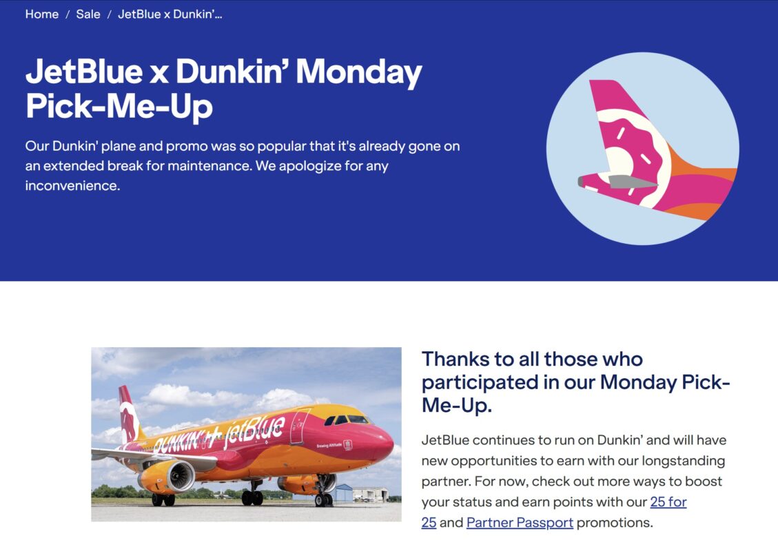 (Ended early) Fly the JetBlue/Dunkin' plane to earn TrueBlue Mosaic 1 ...