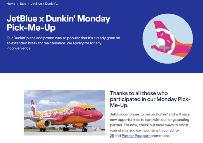 (Ended early) Fly the JetBlue/Dunkin' plane to earn TrueBlue Mosaic 1 ...