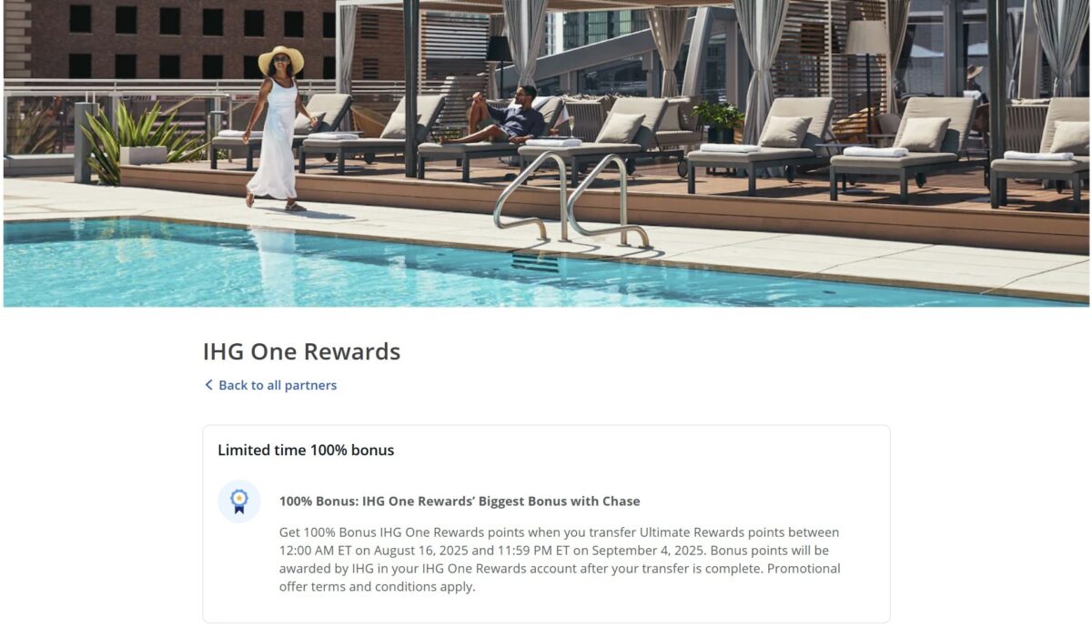 (EXPIRED) 100% transfer bonus from Chase Ultimate Rewards to IHG One Rewards