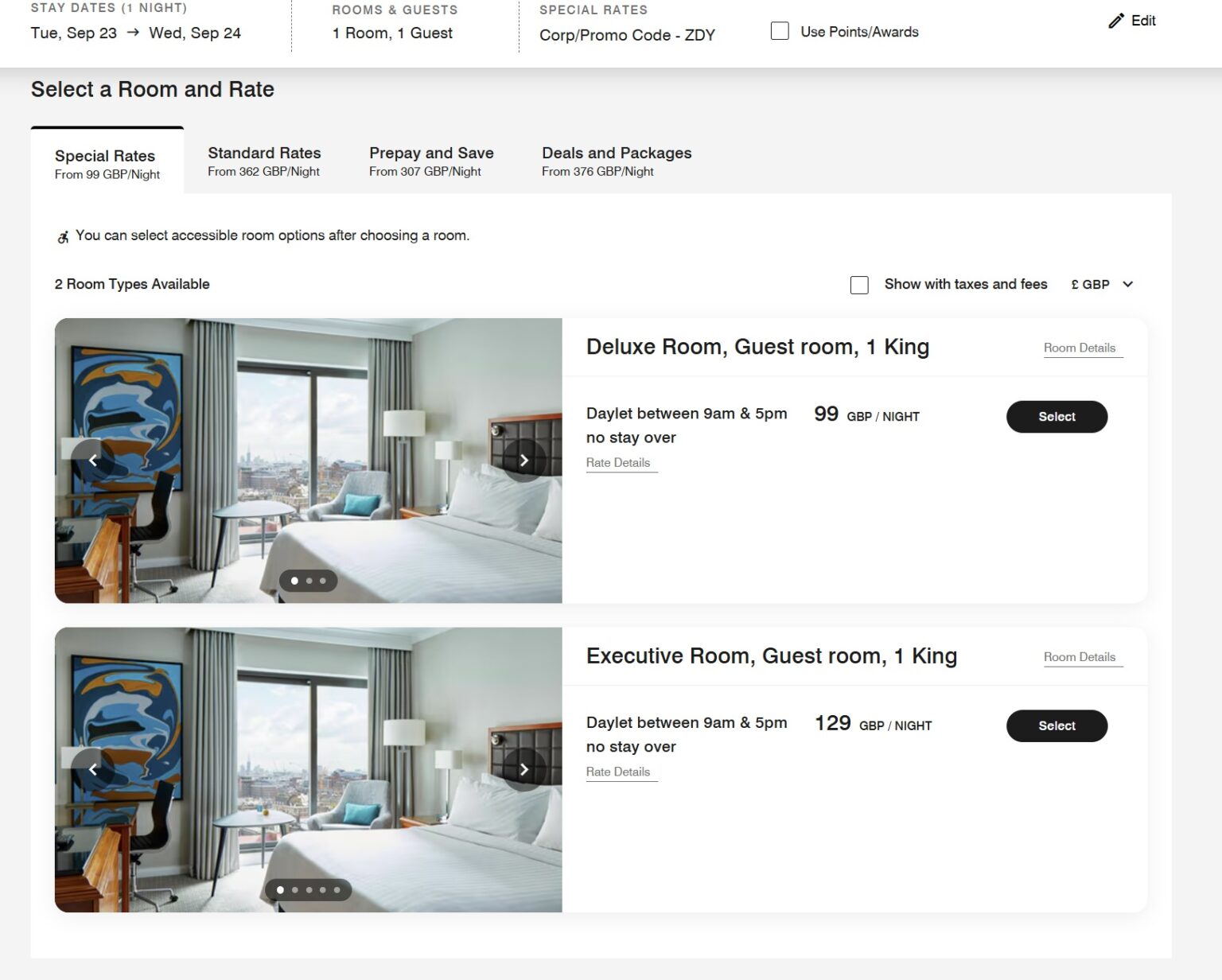 How to book Day Use rates with major chain hotels