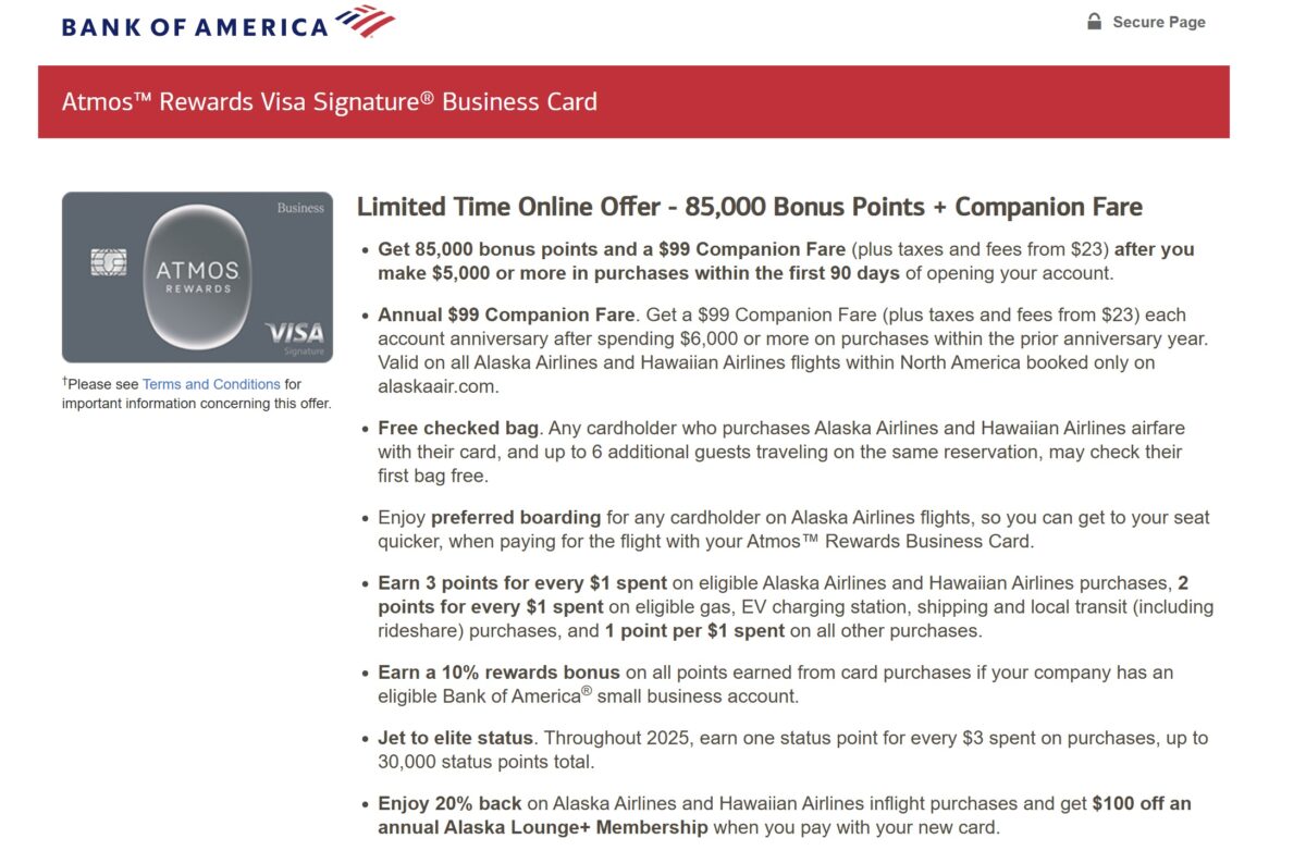 Alaska Atmos Business card 85K offer