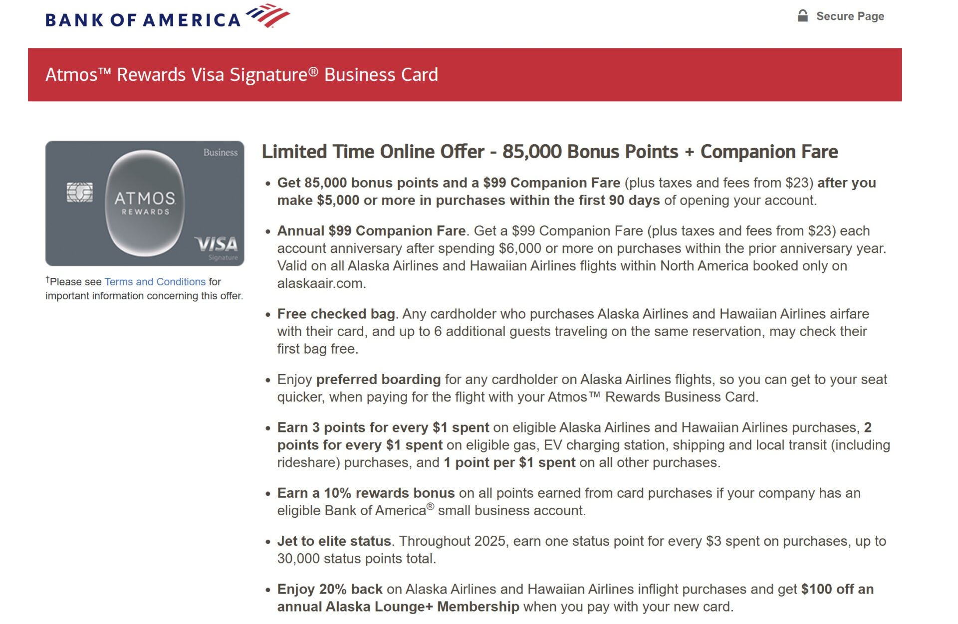 Alaska Atmos Business card 85K offer