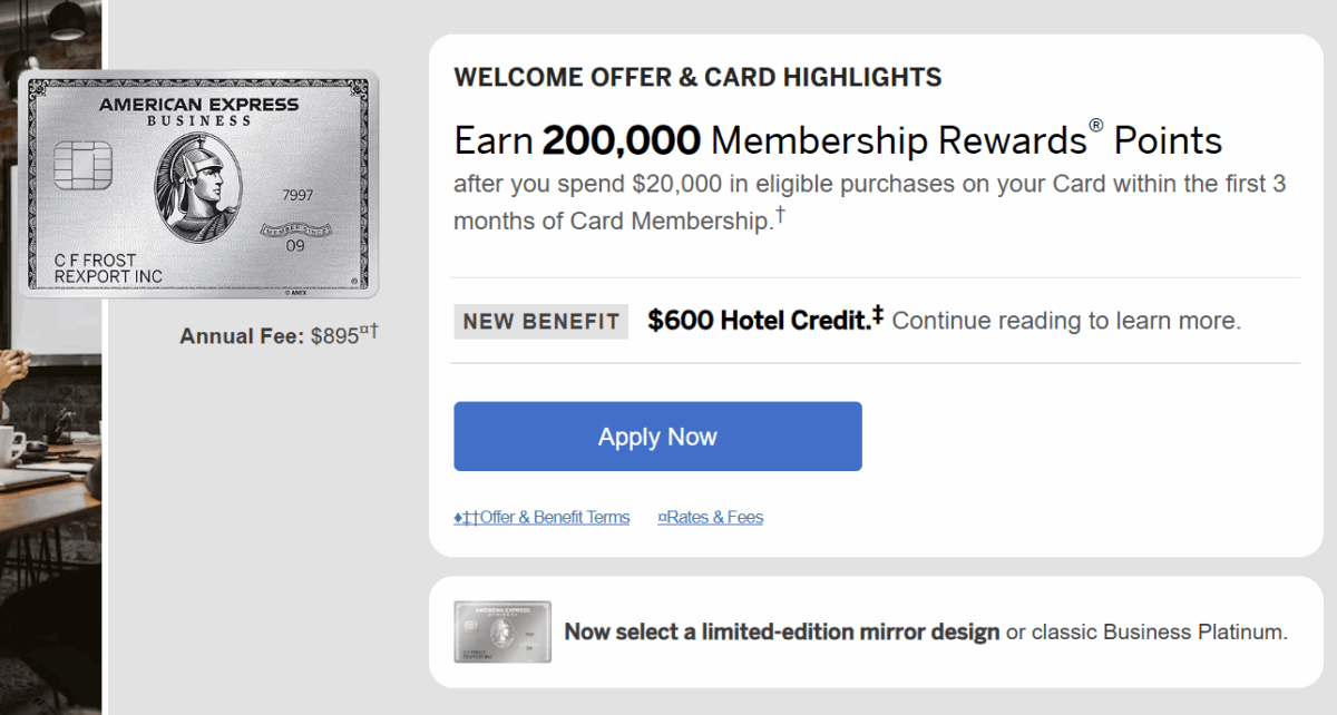 (Expired) The Business Platinum Card® from American Express: New 200K ...