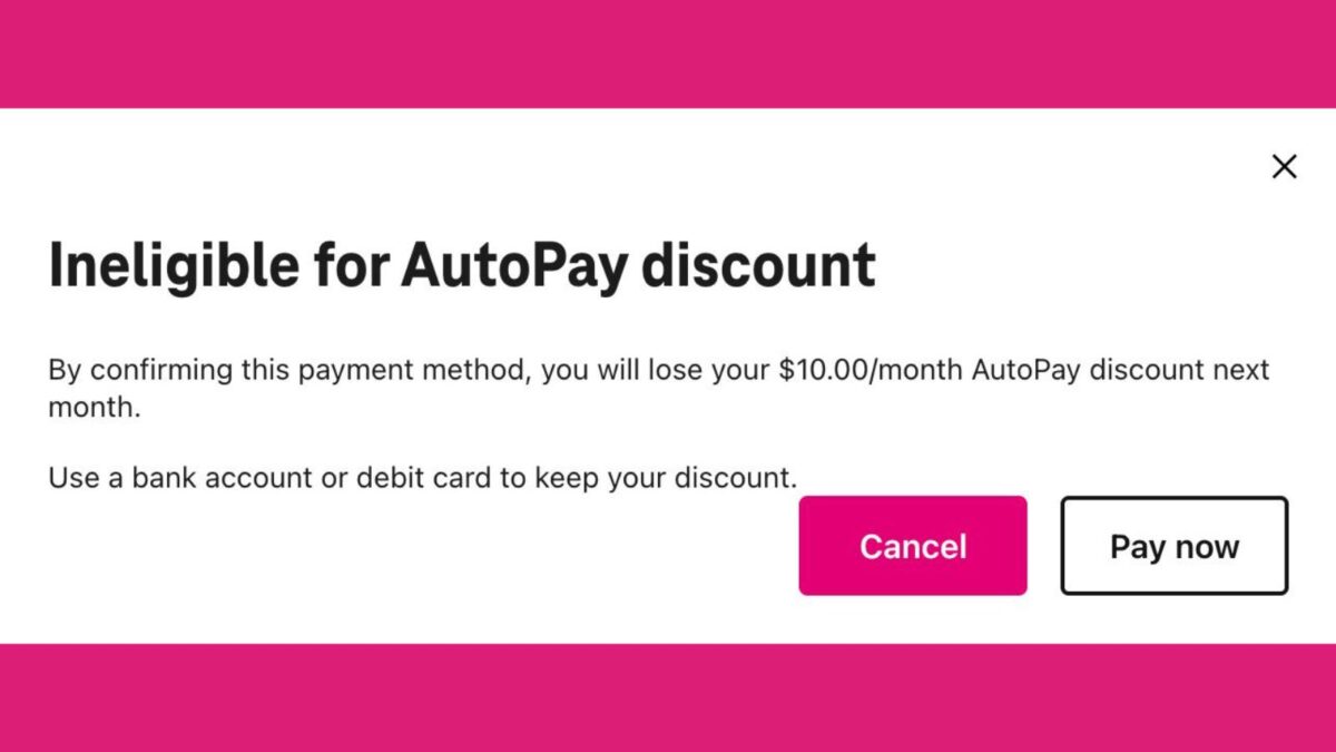 T-Mobile ends autopay discount workaround for credit cards