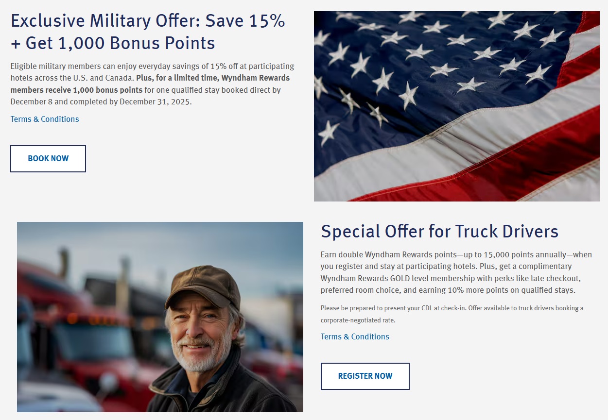 Wyndham promos: 15% off + 1K points for military, 2x points + Gold ...