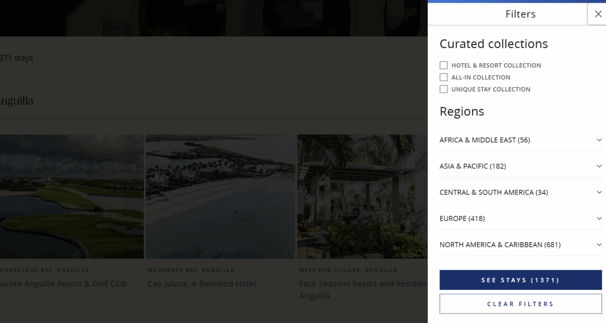A map and list that show all of The Edit by Chase Travel℠ properties in ...