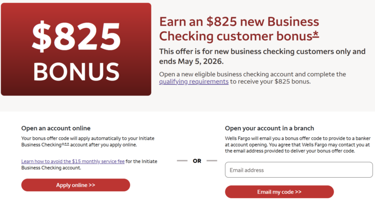Wells Fargo: $400 / $825 Bonus for New Business Checking Account (no ...