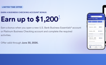 US Bank: Up to a $1200 bonus with new business checking account