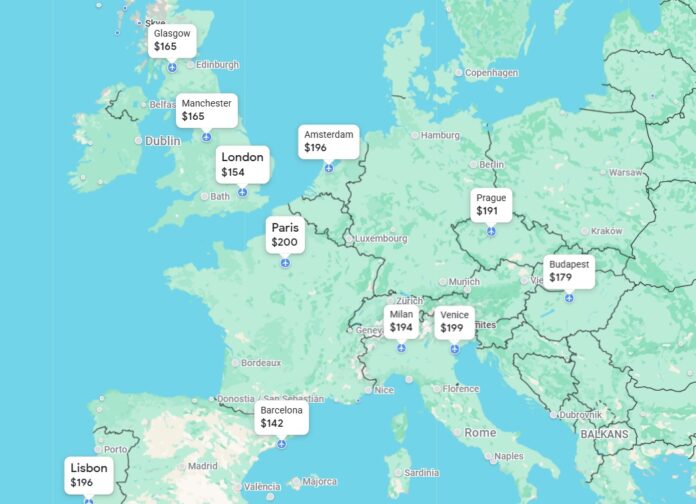 One way flights to Europe less than $200 from east coast, less than ...