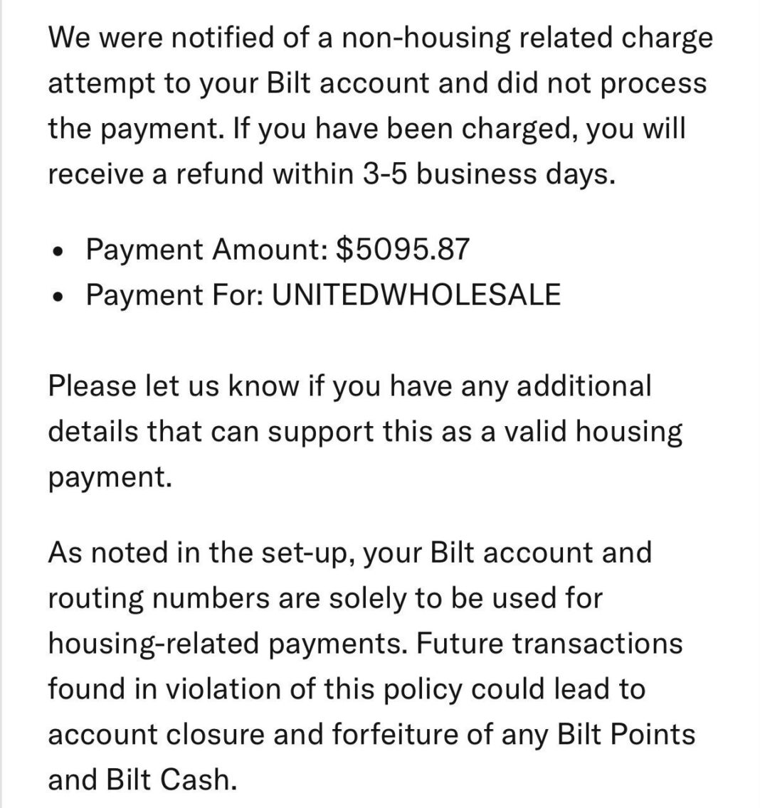 Bilt mortgage payments are running into snags...even with its own partner