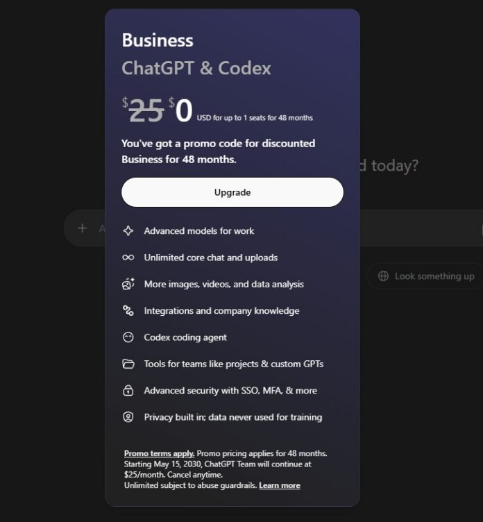 (Update: Dead?) Get 2 ChatGPT Business seats for $25/mo total for 4 ...